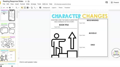 Reading Response Comprehension Digital Slides - Worksheets - Google Slides