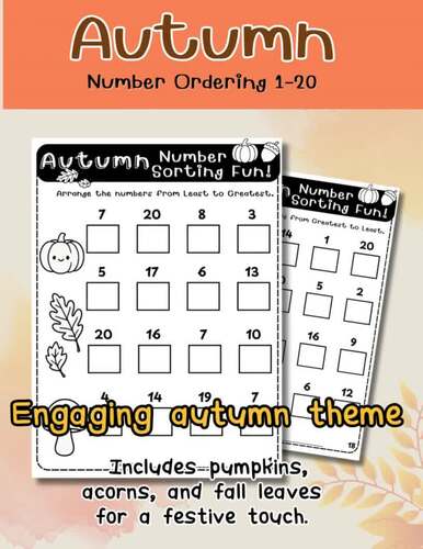 Autumn Number Ordering 1–20: Greatest to Least & Least to Greatest
