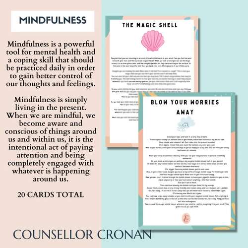 Guided meditation cards, scripted mindfulness, SEL, coping skills ...