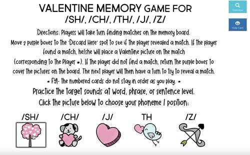 Valentine Articulation Boom Cards™ for SH CH J TH Z Matching Game Late ...