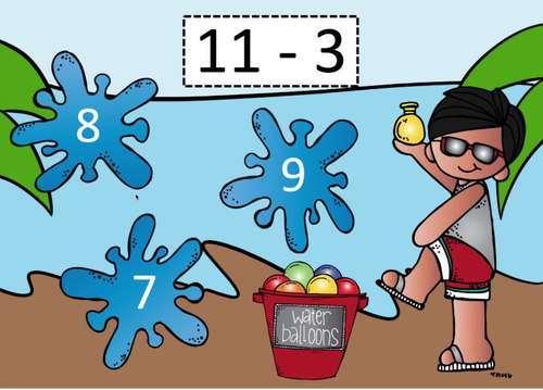 Summer Subtraction Facts Math Boom Cards by 3rd Grade Engaged | TpT