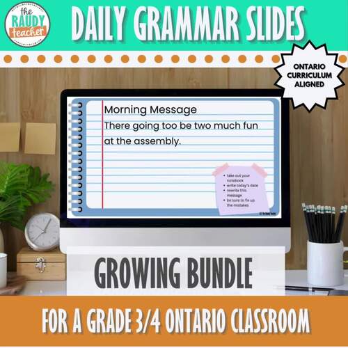 Grade 3 4 Daily Grammar Slides | FULL YEAR | GROWING BUNDLE | TPT