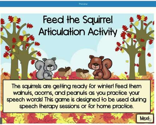 Feed the Squirrel Boom Cards™ Fall Speech Therapy Articulation Activity