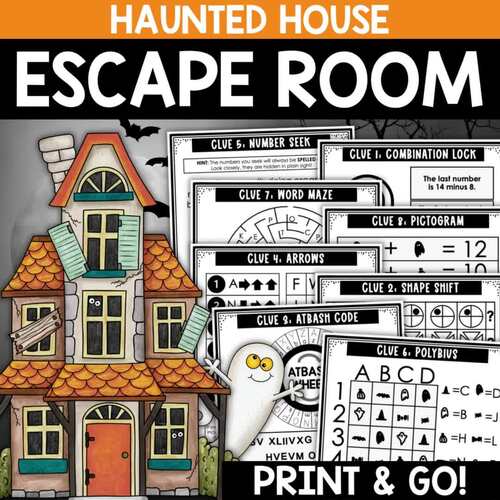 Halloween Reading Escape Room Activity / Haunted House Escape Room