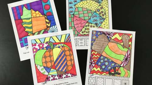 "Pop Art" Autumn-themed (e.g. Leaves, Pumpkin) Coloring Pages—Fun Fall ...