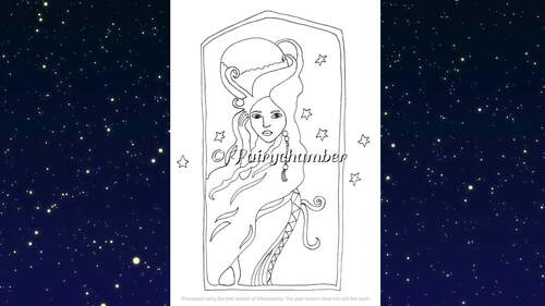 Goddess of the Moon Coloring Page - Mystical Art for Kids and Adults