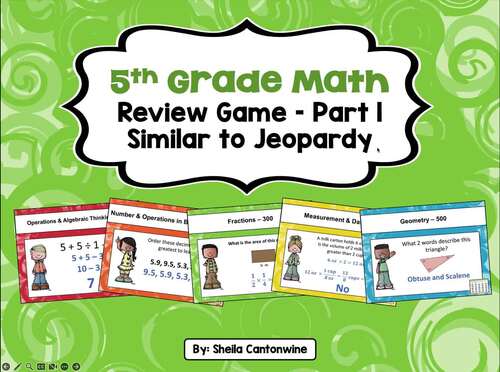 5th Grade Math Review Jeopardy with Editable Questions – 2 Games Included
