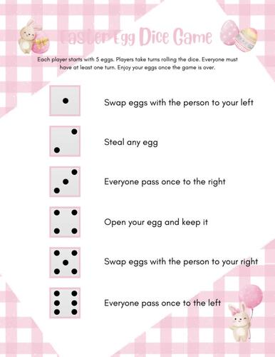 Easter Egg Exchange Dice Game Printable, Fun Easter Activities for Kids