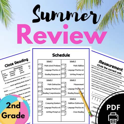 Summer Packet NO PREP End of the Year Review (2nd Grade) Printable