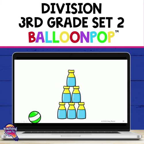 3rd Grade Division Digital Math Review Games BalloonPop™, Set 2 | TPT