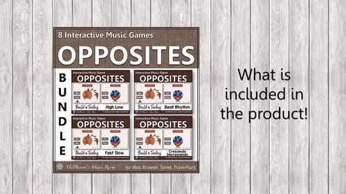 Thanksgiving Music Opposites and Comparatives Interactive Music Games