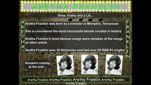 Aretha Franklin: 25 slides with text, hyperlinks, primary sources ...