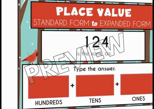 2nd Grade Expanded Form Place Value Winter Boom Cards by Master Xuan