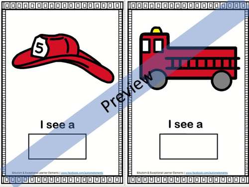 Fire Fighters Word Vocabulary Adapted Book- Fire Safety- Autism & SPED