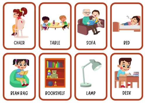 Furniture Double-sided Flashcards For Kids by The Digivita | TPT