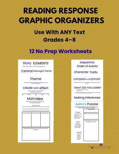 Reading Response Graphic Organizers for Any Text by Downloadsforstudents