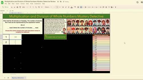 Google Sheets 3rd Grade Mystery Detective Multiplication & Division ...