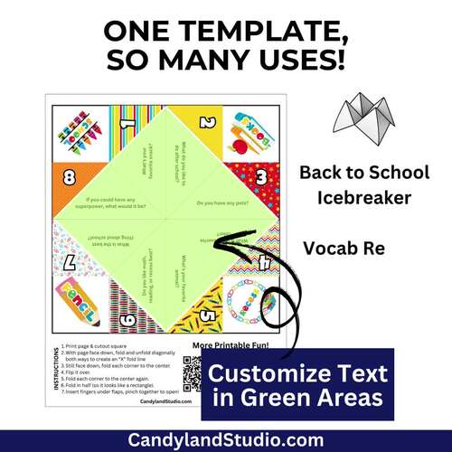 Editable School Theme Fortune Teller Canva Template, Get to Know Me ...