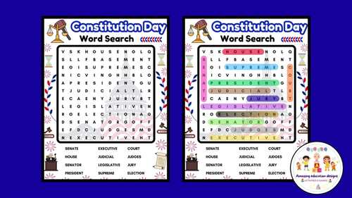 Constitution Day: Activities Word Search Puzzles Worksheets | TPT