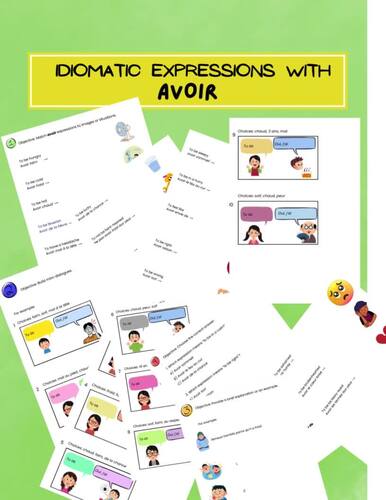 FRENCH Idiomatic expressions with AVoir worksheet by FocusOnFrench