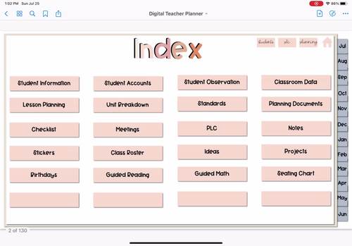 Undated Digital Teacher Planner to use with GoodNotes or Notability