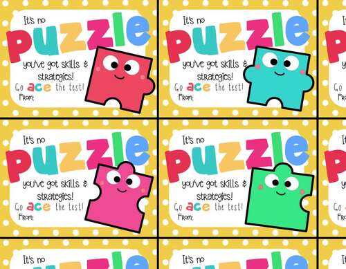 Puzzle Testing Motivation Gift Tag-It's no puzzle you've got skills ...