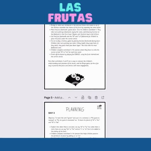 Spanish Module 3 Las Frutas by PJs Childrens Books | TPT