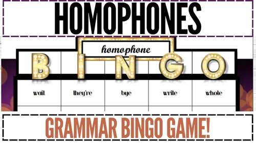 Homophones Game Activity for Homophone Practice: BINGO 4th 5th 6th ...