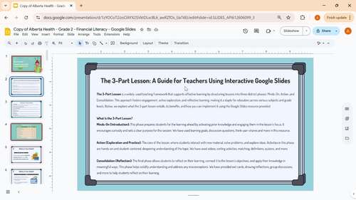 Google Slides Lessons - Alberta Health - Grade 2 - Financial Literacy Unit