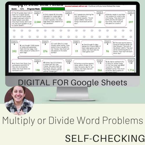 Multiplying or Dividing Word Problems: Self-checking Mystery Path