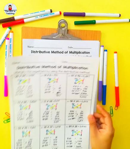Distributive Method of Multiplication Worksheet by The Joy in Teaching