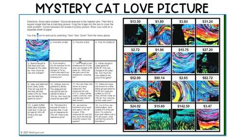 Mystery Picture: Taxes, Tips, & Discounts (Distance Learning) by Mathporium