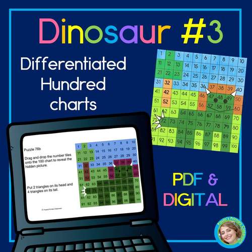 Dinosaur 100s Chart | Hundreds Chart Mystery Picture 3 Print and DIGITAL