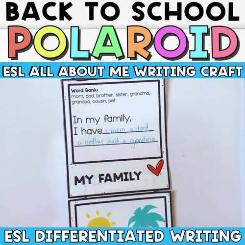 ESL Writing Craft-Polaroid Back to School All about Me for First Week ...