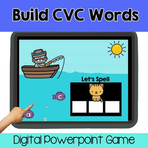 Phonics Games: CVC Word Building Cat Fishing Digital Game by Emily Ames