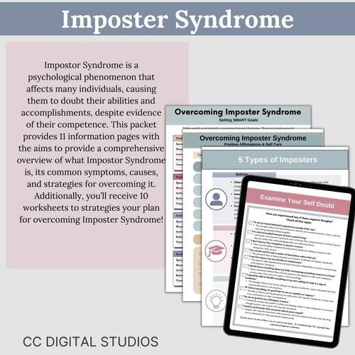 Imposter Syndrome Therapy Worksheets, Inner Child, Mental Health Workbook