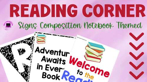 Reading Corner Posters Composition Notebook Themed by GinasPrintableShop