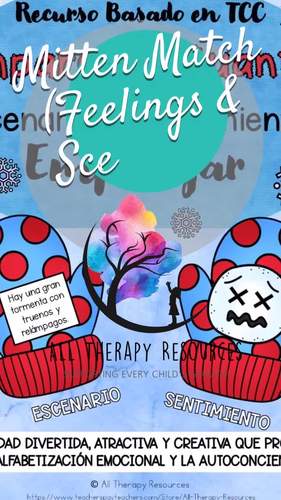 SPANISH VERSION Mitten Match Scenario and Feelings - Winter Counseling CBT