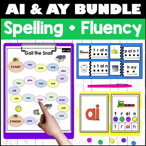 AI AY Vowel Teams Spelling Fluency Word Mapping BUNDLE Orton-Gillingham