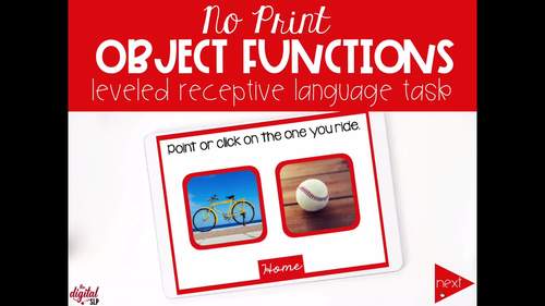 No Print Object Functions - Receptive | Distance Learning | Teletherapy
