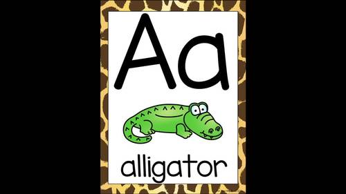 Alphabet Posters - Large, Small & Flashcards {Zoo Animals Safari Theme}