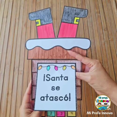 Christmas Craft in Spanish - Santa Stuck in the Chimney Writing - December