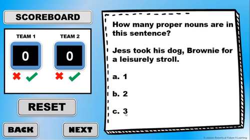 Parts of Speech Nouns Verbs Adjectives Pronouns PowerPoint Game | TpT