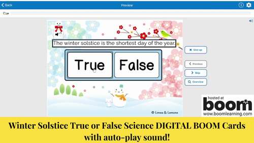 Winter Solstice Science Digital Boom Cards (Kindergarten to 2nd Grade)