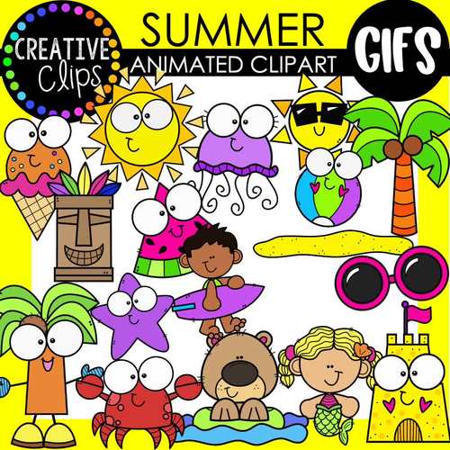 Summer GIFs: Animated Clipart (Creative Clips GIFs) | TpT