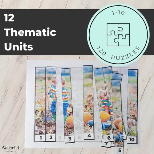 Counting Puzzles: Counting 1-5 1-10 11-20 21-30: Bundle of 12 Thematic Unit