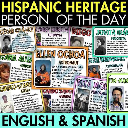 Hispanic Heritage Month Bulletin Board Person of the Day Biography ...