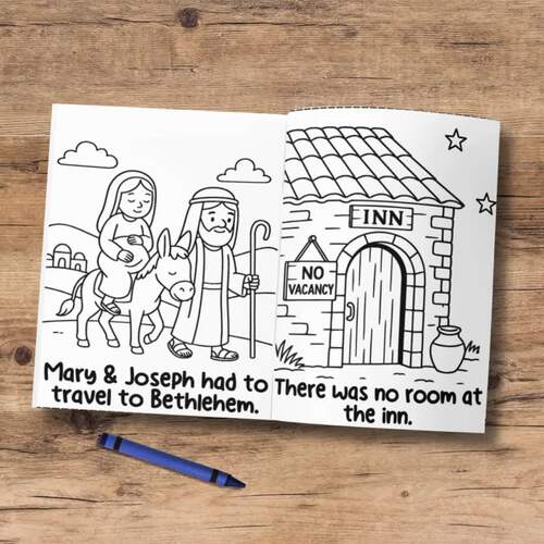 Nativity Story Mini Coloring Book | Christmas Bible Activity for Kids ...