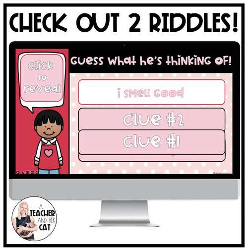 Valentines Day Riddles Guessing Game by A Teacher and her Cat | TPT