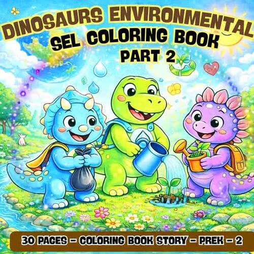 Dinosaur Environmental SEL Coloring Book Part 2 / Dino Story Coloring Book